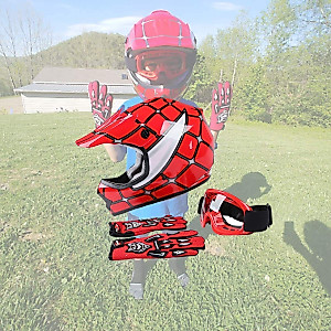 TCT-MT DOT Youth Kids ATV Motocross Offroad Street Helmet Full Face Motorcycle Off-Road ATV Helmet Dirt Bike Motocross Helmet+Gloves+Goggles