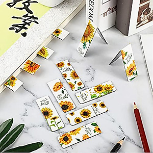 12 Pieces Sunflower Magnetic Bookmarks Inspirational Magnetic Bookmarks Magnet Page Markers Positive Magnetic Book Marker for Students Teachers School Home Office Supplies, 12 Styles