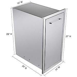 PUNCTN Outdoor Kitchen Drawers 14Wx27Hx20D Inch, Outdoor Kitchen Trash Drawer Storage, Pull-Out Tray Stainless Steel Trash Drawer with Handle for Outdoor Kitchen BBQ Island