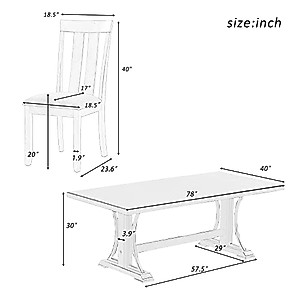 LZ LEISURE ZONE Dining Table Set, 9-Piece Retro Style Dining Room Sets, 78" Wood Rectangular Table and 8 Dining Chairs for Dining Room, Espresso