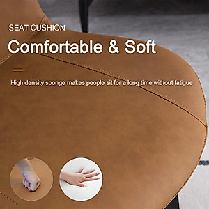 Aimerive Dining Chairs Set of 4, Upholstered Dining Room Kitchen Chair with Black Metal Legs, Modern Armless Dining Side Chairs in Faux Leather Cushion Seat, Brown