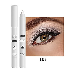Erinde White Eyeshadow Stick, Eye Brightener Stick Eye Shadow Crayon Makeup Pen, Waterproof, Shimmer Creamy Long Lasting Eye Makeup, Save Time (#L01)