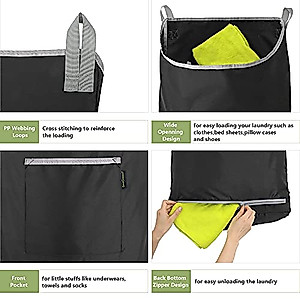 BeeGreen Laundry Bag Backpack with Adjustable Shoulder Straps and Drawstring Closure Heavy Duty and Black Hanging Laundry Hamper Bag X-Large Over The Door Hanging Laundry Bag with 2 Hook