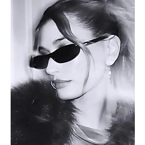 EYLRIM Trend Narrow Cat Eye Sunglasses for Women Fashion Small Oval Sun Glasses Black Shades(2 Pack (A3 Black/Grey + Black/Brown))