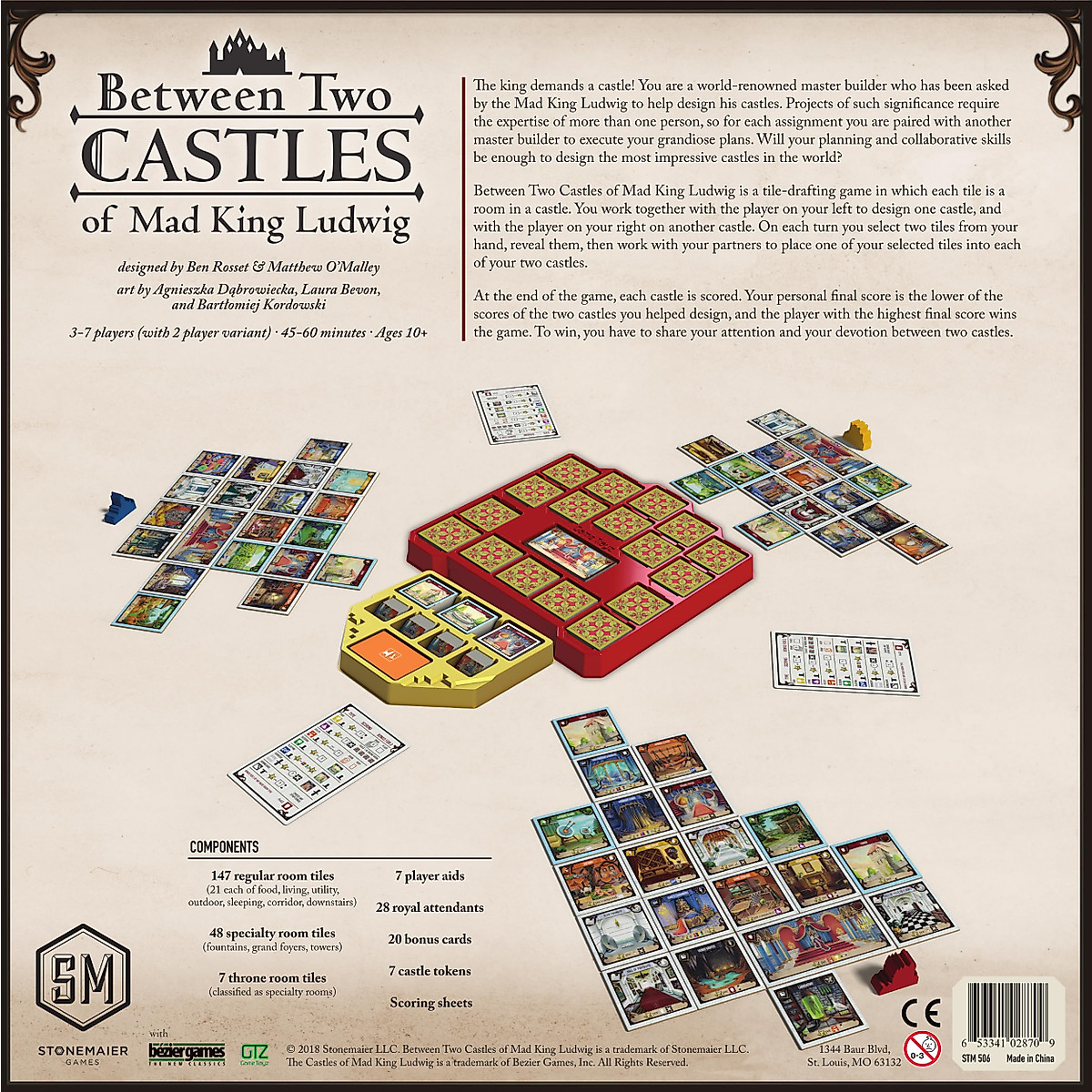 Stonemaier Games: Between Two Castles of Mad King Ludwig (Base Game) | Build a Wacky Castle with Your Neighbors in This Light Strategy Board Game for Adults and Family | 2-7 Players, 60 Mins, Ages 14+