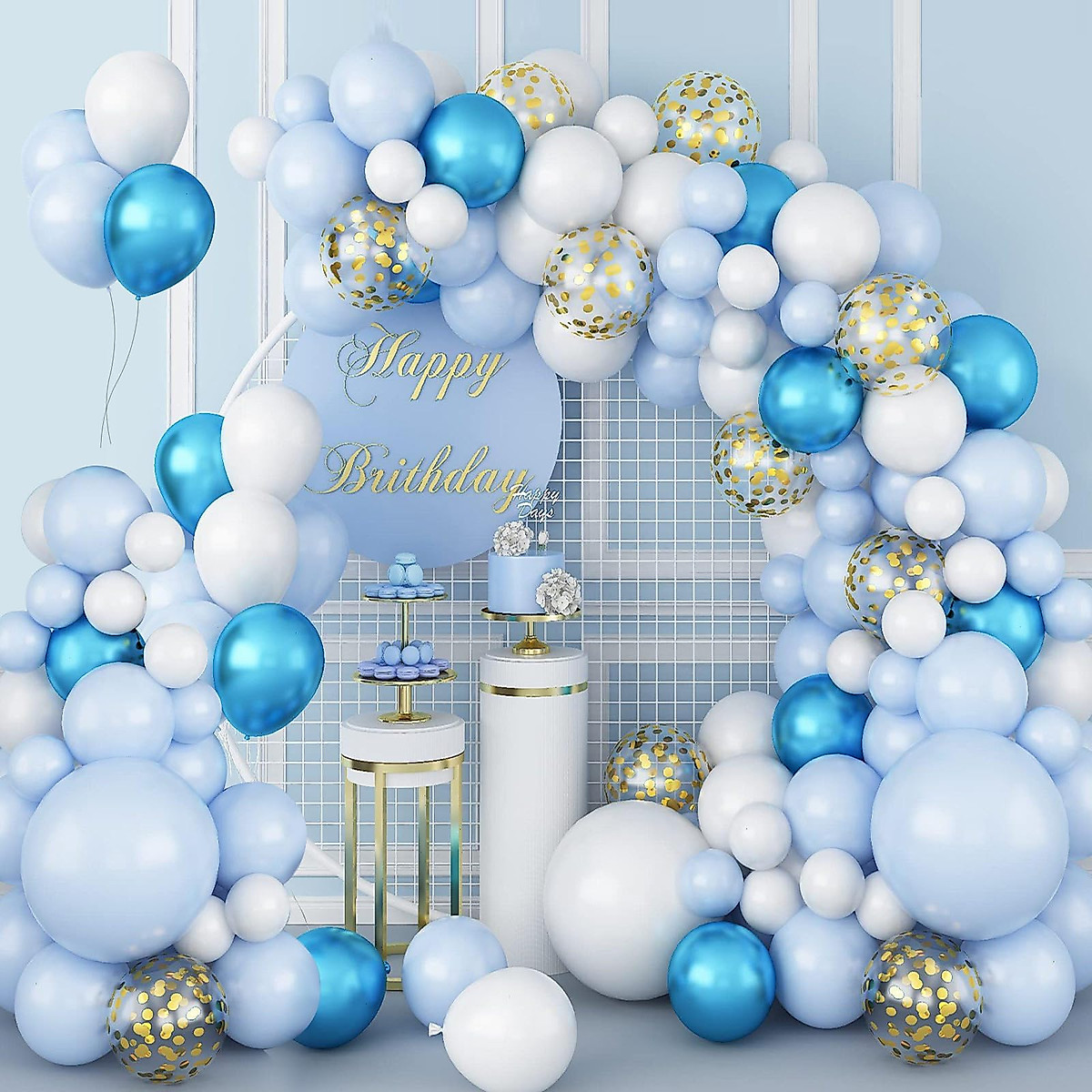 JINSENHUI 8FT & 5FT Gold Balloon Stand Kit, Free Bending Balloon Arch Column, Half Arch Balloon Stand with Base for Wedding, Birthday, Baby Shower, Graduation, and More