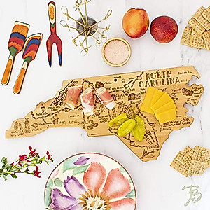 Totally Bamboo Destination North Carolina State Shaped Serving and Cutting Board, Includes Hang Tie for Wall Display