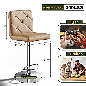 NicBex Adjustable Bar Stools Swivel Barstools, Modern PU Leather Dining Room Kitchen Island Counter Bar Stools Set of 2