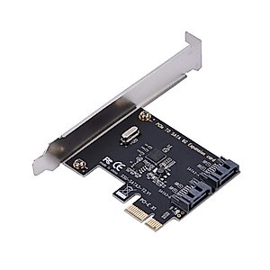 PUSOKEI SATA 3.0 2Port PCIe Controller Card,PCI Express to SATA III 6Gbps with Fixed Brackets,Plug and Play