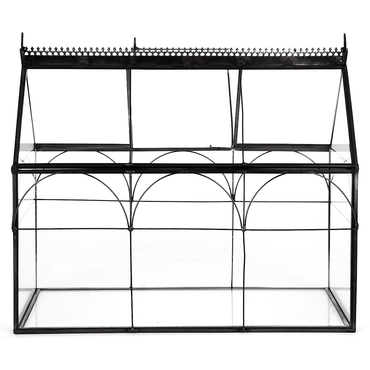 D'Eco Glass Greenhouse Plant Terrarium (10x4.5x9) - Indoor Tabletop Black Hinged Geometric Planter - Succulents, Air Plants, Moss, Fern - Home Garden Office Decor - Plant Lovers Gift (Terrarium Only)