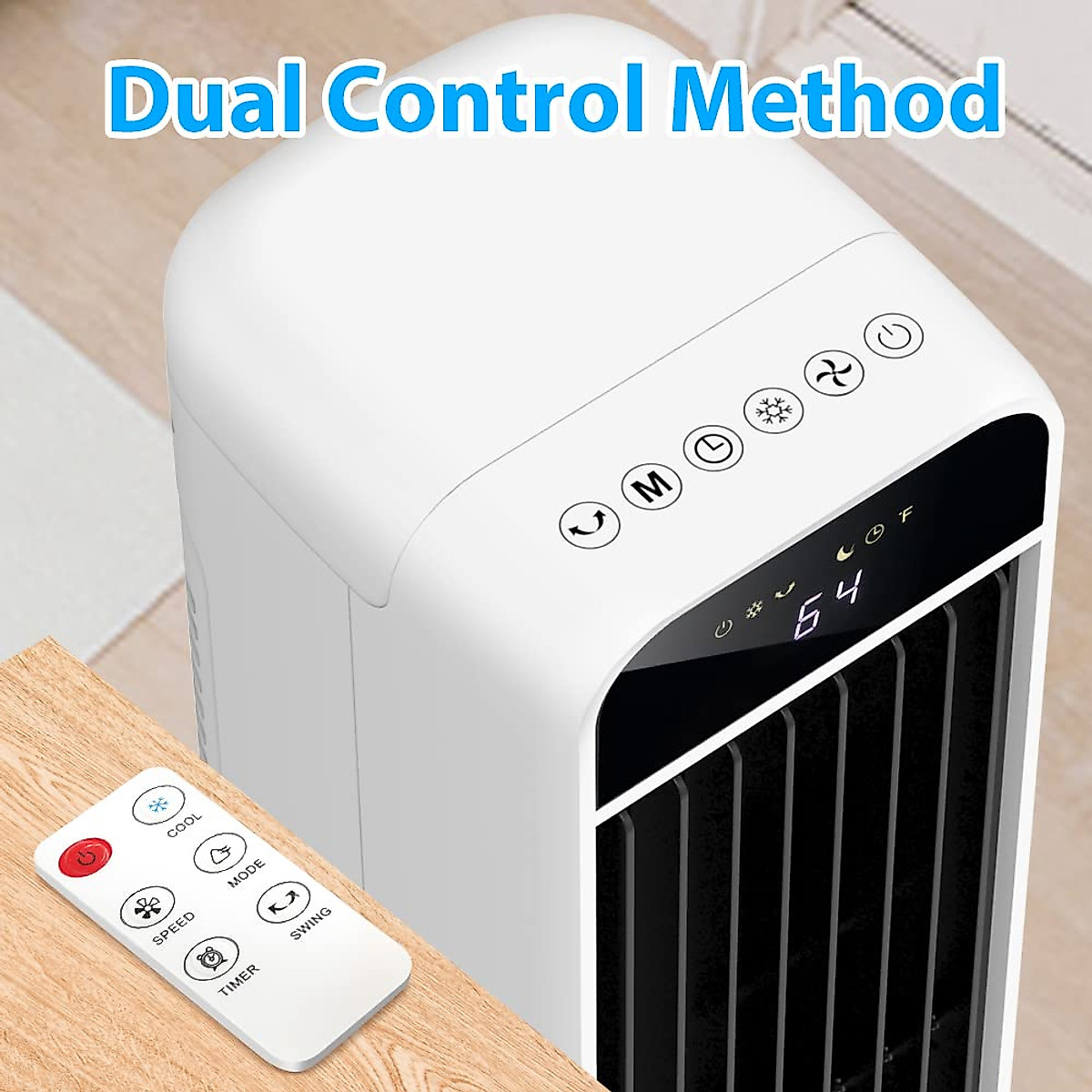 LifePlus Evaporative Cooler Fan, Swamp Bladeless Tower Fan Air Conditioner Portable with Cold Air & Instant Cooling, Top LCD Touch Control Panel, Ideal for Kitchen Bedroom Office