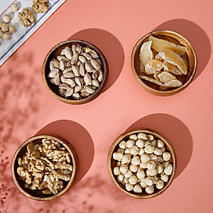 Set of 4 acacia dipping bowl set natural and handmade wood bowl, ideal for olives, nuts and small snacks serving bowls, sauce bowl, snack bowl can be used as home decoration and table decoration