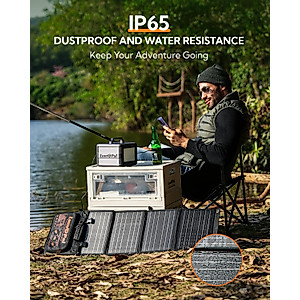 Foldable Solar Panel, LUMOPAL 60W Portable Folding Solar Charger Kit with USB-C PD60W 5V USB-A QC3.0 DC18-20V Ports,IP65 Waterproof for RVCamping Backpacking Compatible with Phone Tablet Power Station