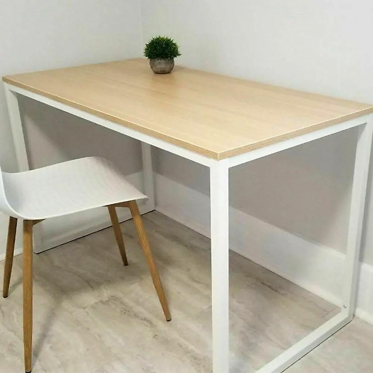 CROSSDESIGN Computer Desk Wood Office Table, Modern PC Laptop Notebook Study Writing Table for Home Office Workstation (47.2'' Oak Color)