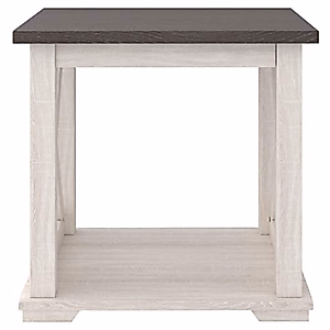 Signature Design by Ashley Dorrinson Square Modern Farmhouse End Table, Two Tone White & Brown