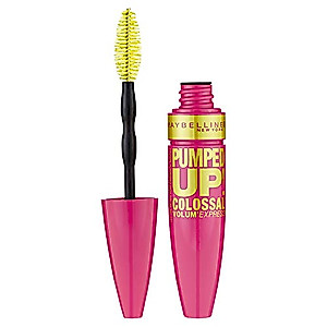 Maybelline Volum' Express Pumped Up Colossal Mascara, Washable Formula Infused with Collagen for Up To 16x Lash Volume, Glam Black, 1 Count