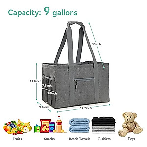 Alameda Large Reusable Tote with Handles, Utility Tote for Women Work School Travel, Reusable Grocery Bags Grey