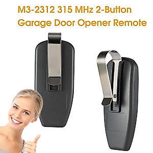 M3-2312 315 MHz 2-Button Garage Door Opener Remote Compatible with Marantec M4500e, M4700e, Martin DC3700, DC2500 with Sun Visor Clip, Gray, 2 Pack