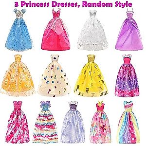 BARWA 35 Pack Doll Clothes and Accessories 5 PCS Fashion Dresses 3 PCS Gown Dresses 3 Bikini Swimsuits 5 Outfits 10 Shoes 5 Glasses for 11.5 inch Doll