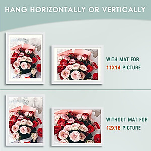 Golden State Art, 12x16 Picture Frame with Mat for 11x14 Picture or 12x16 Inch Without Mat, Wall Mounting (White, 1 Pack)