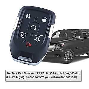 Self-Programmable Replacement for Proximity Smart Key Fob for 2015 2016 2017 2018 2019 2020 Chevy Suburban Tahoe GMC Yukon (FCC:HYQ1AA) 1 pcs