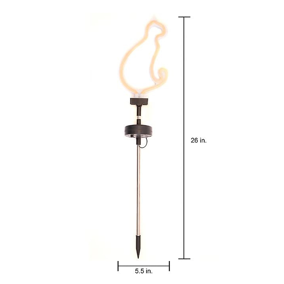 Touch Of ECO Solar LED Neon Cat Lovers Gift Outdoor Garden Décor Stake Light Gift Idea for Cat Lovers, Warm White (TOE397)