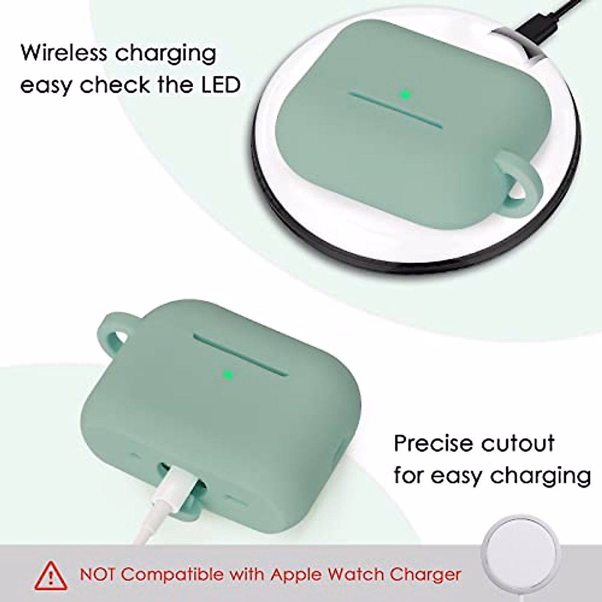 Case for AirPods Pro 2nd Generation 2022, Filoto Cute Apple AirPod Pro 2 Cover for Women Girls, Silicone Case with Wristlet Bracelet Keychain Credit Card Holder Purse Accessories(Cactus Green)