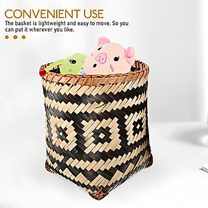 Luxshiny Bamboo Waste Basket Woven Trash Can Small Round Natural Wastebasket Garbage Bin Recycling Bin Laundry Hamper Plant Pot Holder for Farmhouse Home Kitchen Bathroom