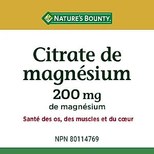 Nature's Bounty Magnesium Citrate 210mg, 75 Tablets