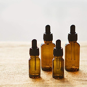 AkoMatial Transparent Empty Amber Glass Dropper Bottles Essential Oil Liquid Aromatherapy with Tapered Dropper Cap Tool Blue 30ml