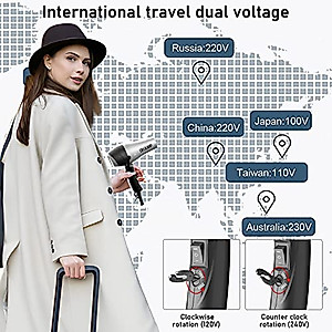 OHJUMP Mini Travel Hair Dryer Blow Dryer with Diffuser,Portable Small Dual Voltage Compact Hairdryer,EU Plug,1875W,Powerful Fast Dry,Folding Handle,Diffuser Hair Dryer( Silvery）