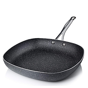 Granitestone 2149 Shallow Square Pan, Ultra Non-stick & Scratchproof Aluminum Fry Pans, Mineral-enforced, Oven & Dishwasher Safe with Cool Touch Handles, PFOA-Free Cookware - As Seen On TV (12 inch)