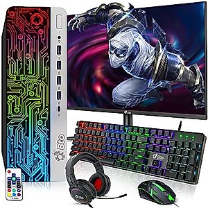 BTO RGB Gaming Desktop PC Bundle - Intel Core i7-6th Gen. 16GB DDR4 Ram, 512GB SSD, NVIDIA GT 1030, New 22 Inch Monitor, RGB Set, Windows 10 (Renewed)