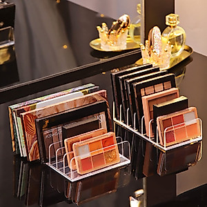 Vowcarol Eyeshadow Palette Organizer, Acrylic 7-Section Divided Makeup Palette Organizer Holder - Clear 2 Pack