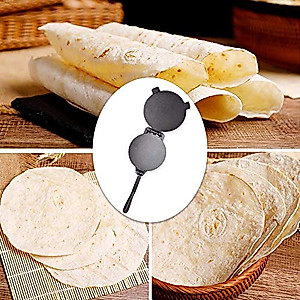 BONROB Cast Iron 7.5 Inch, Tortilla Maker, Press, Pataconera Seasoned for Corn, Flour or Gluten-Free Doughs, Black USA