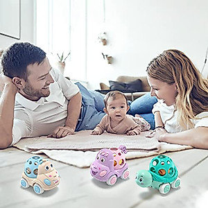 BeAndge Baby Car Toys, Babies Toy Cars for Baby Boy, Girl Rattle & Roll Truck for Infant Boys Toddler Girls, Push and Go Trucks for 1 2 Year Old, Preschool Learning Gift for Toddlers Infants 18 Months