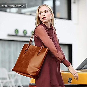 Kattee Vintage Genuine Leather Tote Shoulder Bag With Adjustable Handles (Brown)