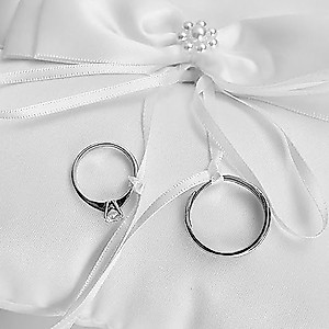 ccHuDE Faux Pearl Satin Ring Pillow Wedding Ring Bearer Cushion Ring Display Pillow Engagement Ring Storage Pillow Ceremony Ring Holder for Bridal Shower