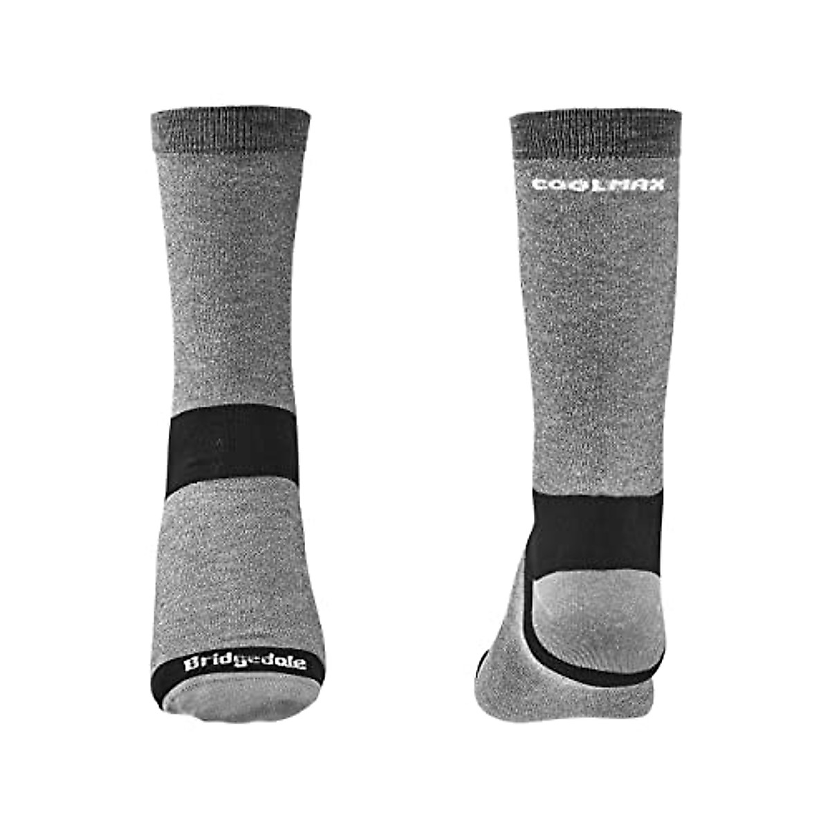Bridgedale Men's Coolmax Base Layer Liner Socks - 2 Pack, Grey, X-Large