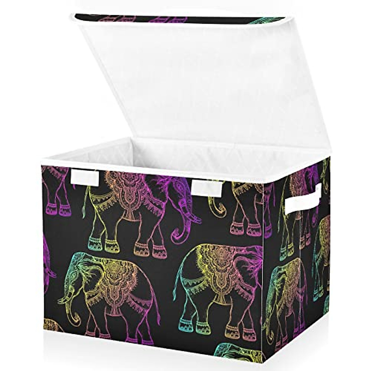 innewgogo Elephant Storage Bins with Lids for Organizing Closet Organizers with Handles Oxford Cloth Storage Cube Box for Books