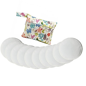 Washable Organic Bamboo Nursing Pads (10 Pack) /Breastfeeding Pads with Carry Bag (03)