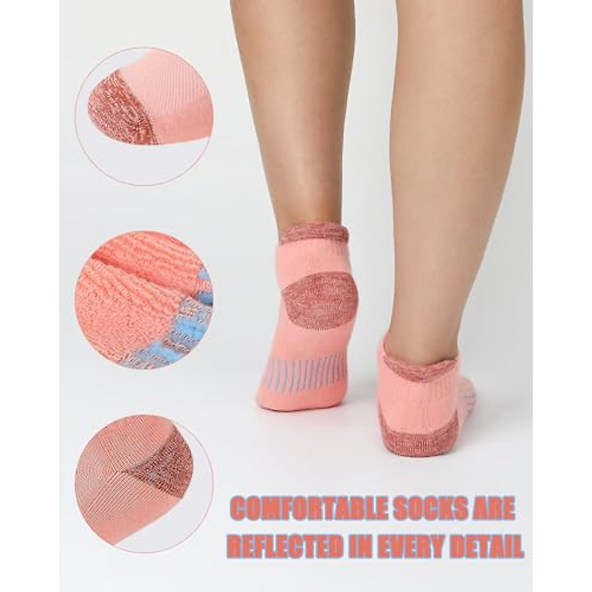 Gpooy Womens Cushioned Ankle High Running Athletic Low Cut Sports Cotton Socks 6-Pairs Multicolor 9-11