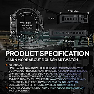 Military Smart Watch for Men Make/Answer Calls Rugged Tactical Smartwatch Compatible with Android iPhone Samsung 1.39" HD Screen Heart Rate Sleep Monitor Watch 108 Sports Modes Fitness Tracker