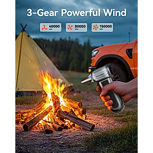 WOLFBOX MF100 Electric Air Duster-150000RPM Super Power Cordless Air Duster, Rechargeable Brushless Motor Durable Blower, 3-Gear Adjustable Dust Blower for Computer, Keyboard, Outdoor, House and Car