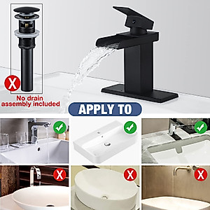 Solepearl Matte Black Waterfall Bathroom Faucet, Solid Brass, 4 Inch, Single Handle, 1 or 3 Hole, Elegant Matte Black Finish, Wide Mouth Spout, Easy Installation, Great Service