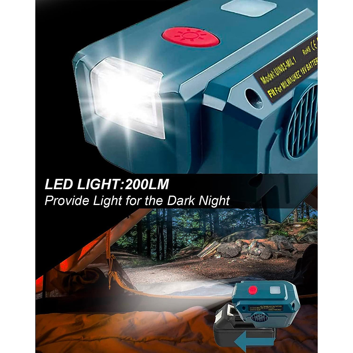 200W Power Inverter Generator Fit for Makita 18V Lithium Battery, DC 18V to AC 110V-120V Portable Power Station with Dual USB Outlet and AC Outlet and 200LM LED Light Battery Inverter