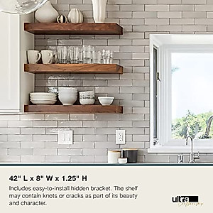 UltraShelf Solid Wood Floating Shelf for Wall Decor, Walnut, 42'' Long x 8'' Deep