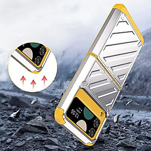 Case for Samsung Galaxy Z Flip 3 5G,Shockproof Plating Armor TPU Hard PC Protective Cover Folding Case with Hinge Protection for Samsung Galaxy Z Flip 3 5G(Silver)