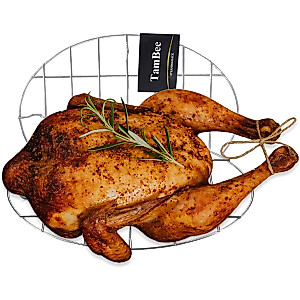 TamBee Wire Broiling Rack Roasting Rack Baking Rack Cooking Cooling For Oven Stainless Steel Oval Steamer Rack Canning Rack Cookie Roasting 11.3"x 8.3"x 0.8" 2PCS