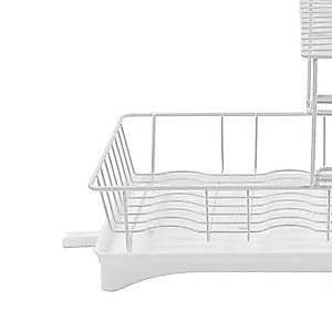 2 Tier Dish Drying Rack Dish Rack for Kitchen Counter Multifunctional Dish Drainer with Utensil Holder for Dishes, Knives, Spoons, and Forks Organizer Shelf